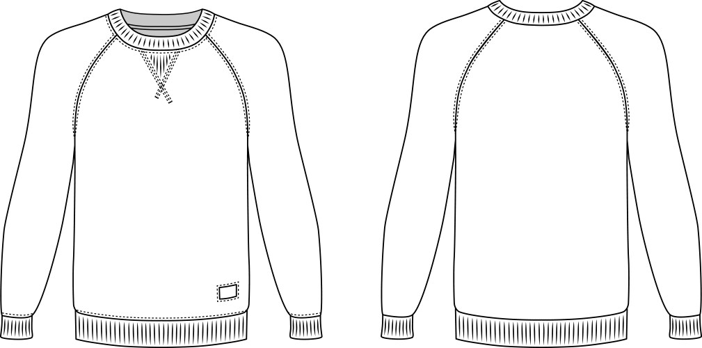 Long sleeve raglan t shirt template Royalty Free Vector