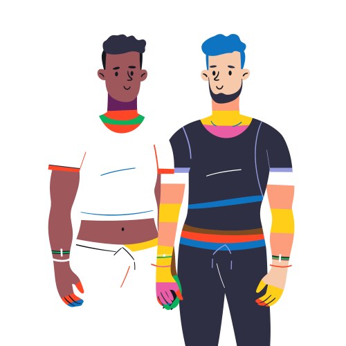 Two diverse men standing together one african Vector Image