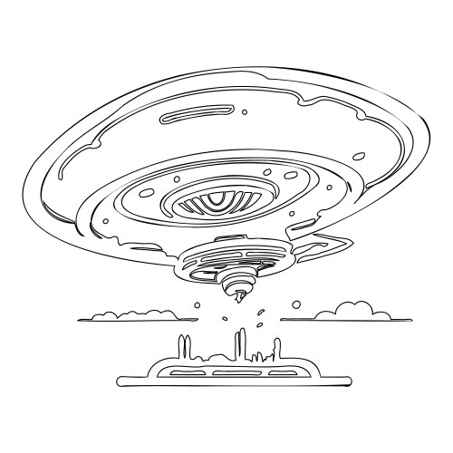 Ufo outline sketch Royalty Free Vector Image - VectorStock