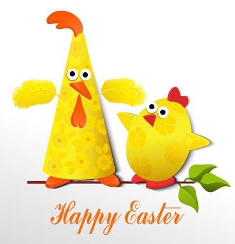 Easter one line drawing chickens Royalty Free Vector Image