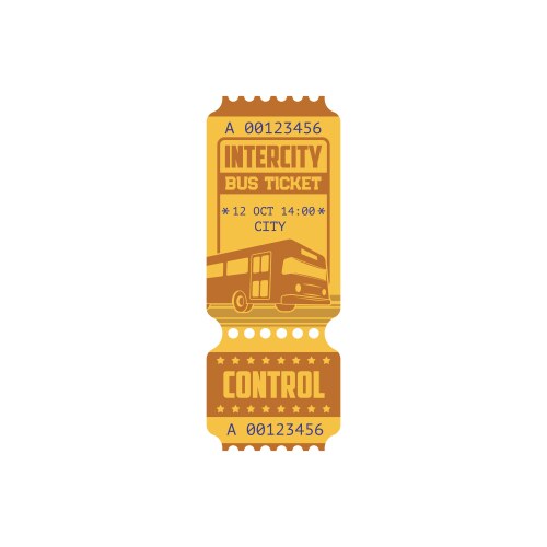City bus single ticket with control line isolated Vector Image