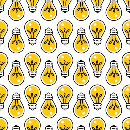 Seamless pattern with orange light bulbs Vector Image