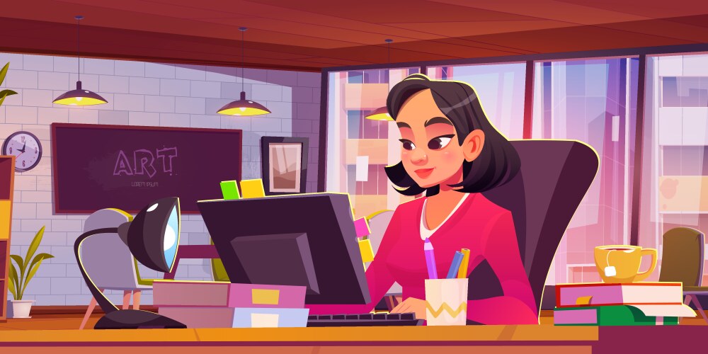 Business people work at office cartoon Royalty Free Vector