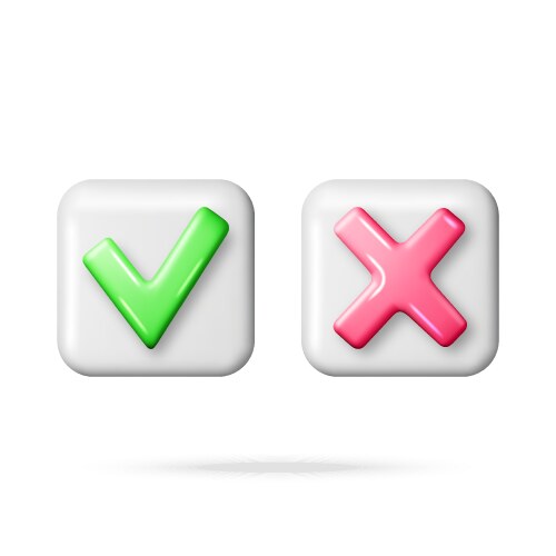 3d right and wrong button shape Royalty Free Vector Image