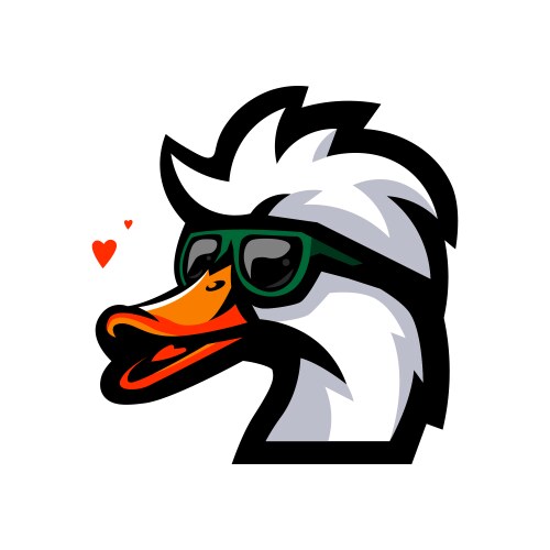 Bad duck clipart black and white mascot Royalty Free Vector