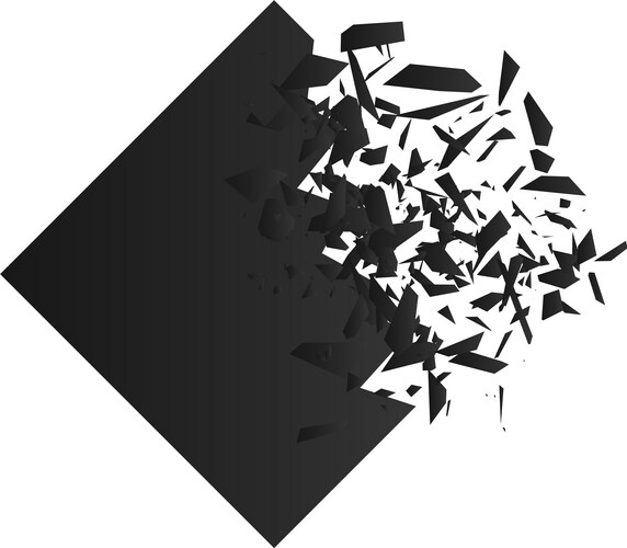 Exploding Black Cube Shatter – Royalty-Free Vector | VectorStock