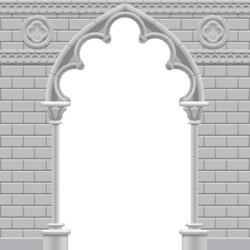 Gothic arch with moon phases hand drawn Royalty Free Vector