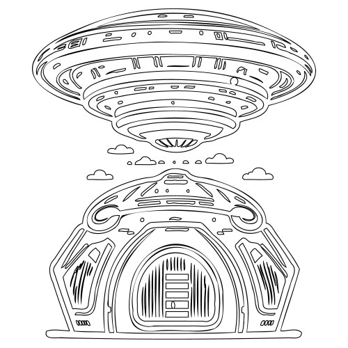 Ufo outline sketch Royalty Free Vector Image - VectorStock