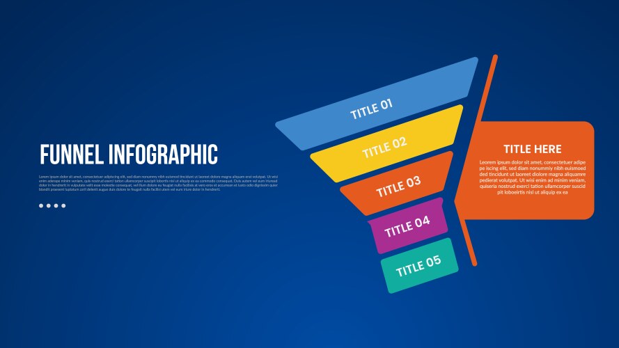 Funnel infographic with tilt skew shape Royalty Free Vector