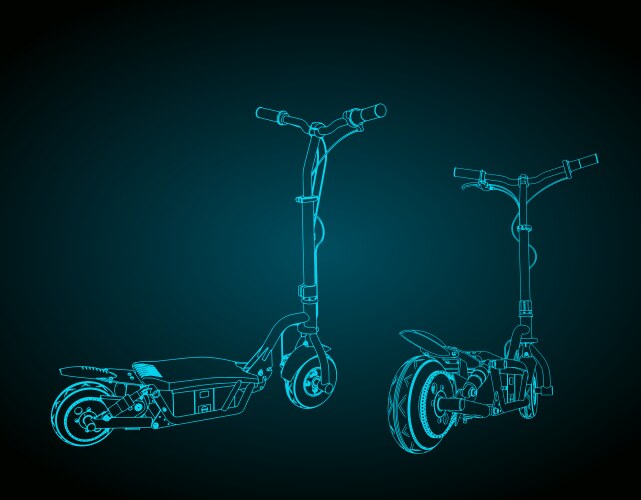 Electric scooter blueprints Royalty Free Vector Image
