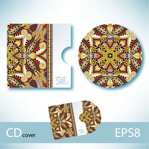 Cd cover design template with ukrainian ethnic Vector Image