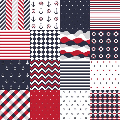 Nautical patchwork seamless pattern Royalty Free Vector