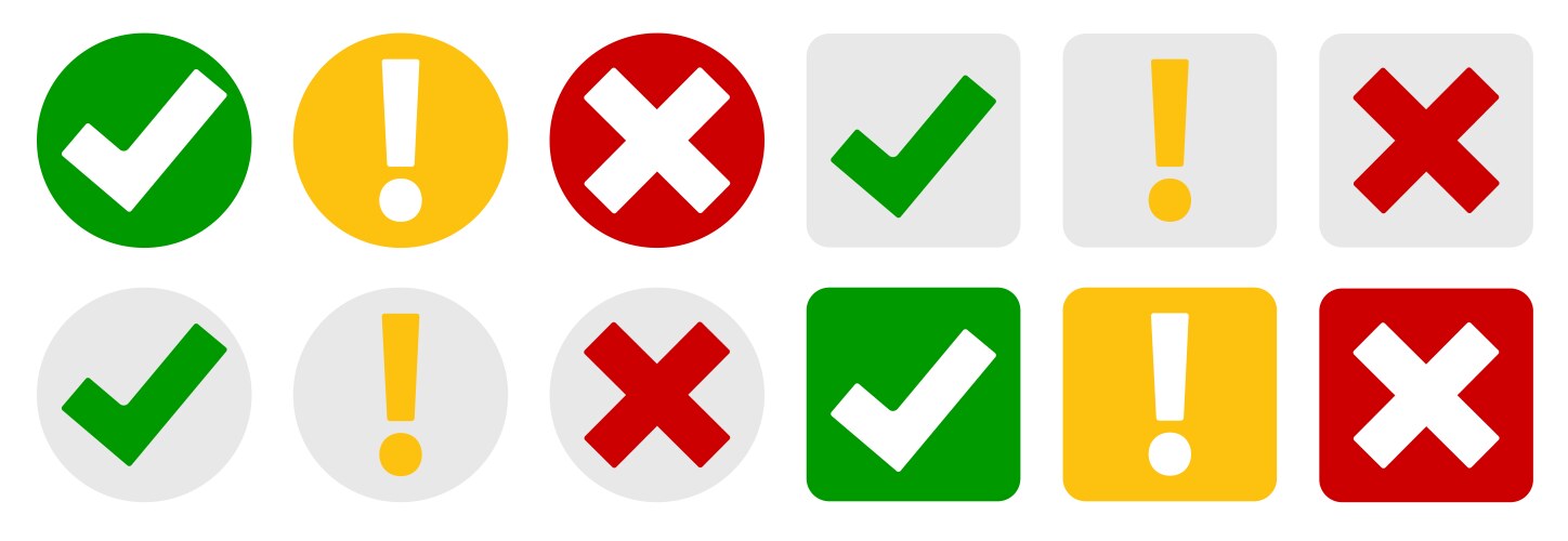Check mark and x icon checkmark Royalty Free Vector Image