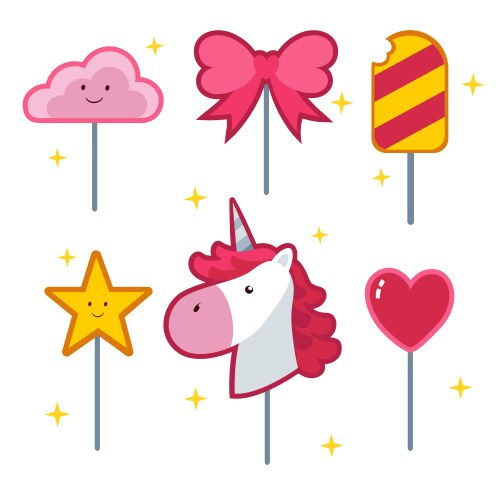 Cartoon cake topper collection Royalty Free Vector Image