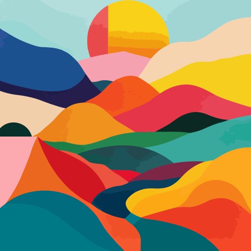 Minimalist sunset landscape Royalty Free Vector Image