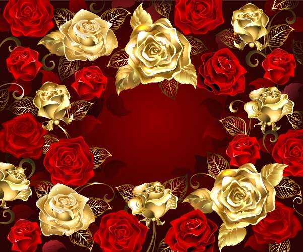 Composition with red jewelry roses Royalty Free Vector Image