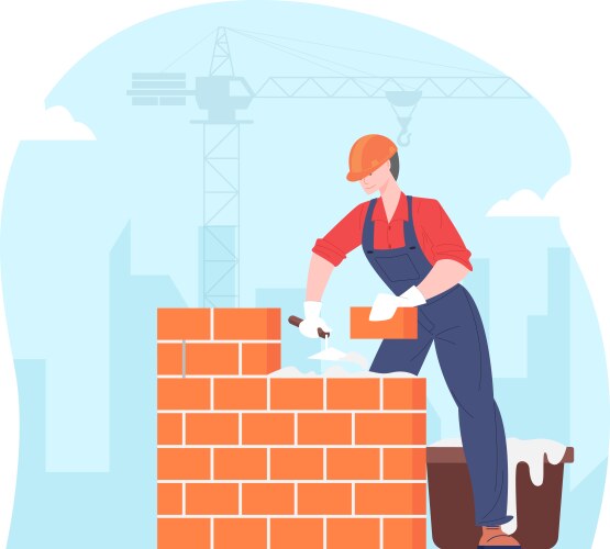 Pile of bricks heap or stack red stone square Vector Image