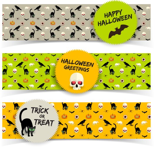 Halloween colorful horizontal banners Royalty Free Vector