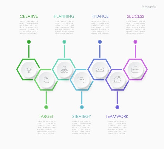 Infographic 7 options design elements Royalty Free Vector