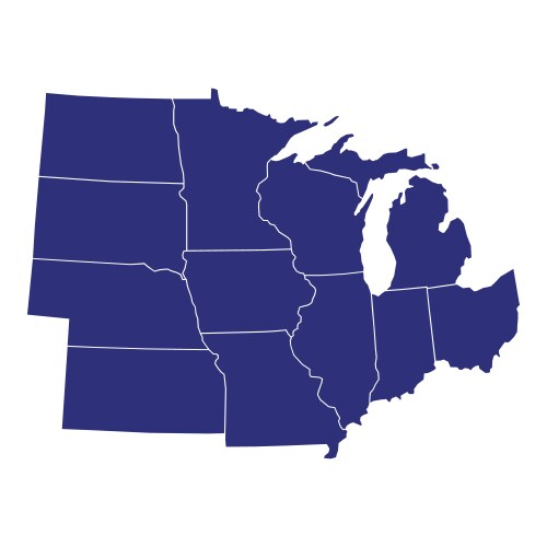 Midwest US States Map Royalty Free Vector Image