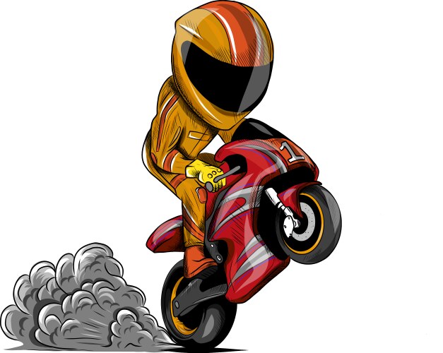 Cartoon Motorcycle Riders Premium Vector | Man Ride Sport Motorcycle