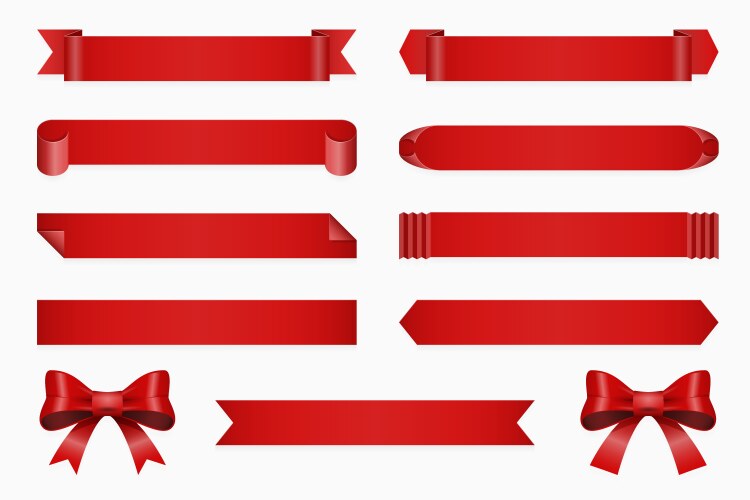 Red ribbons and bow Royalty Free Vector Image - VectorStock