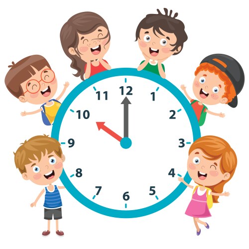 Clock face cartoon educational worksheet Vector Image