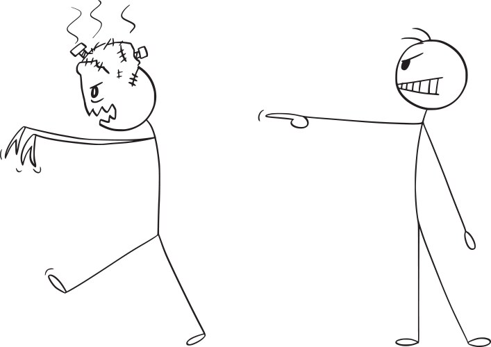 Frightened person facing horror cartoon stick Vector Image