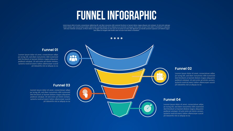 Funnel infographic with tilt skew shape Royalty Free Vector