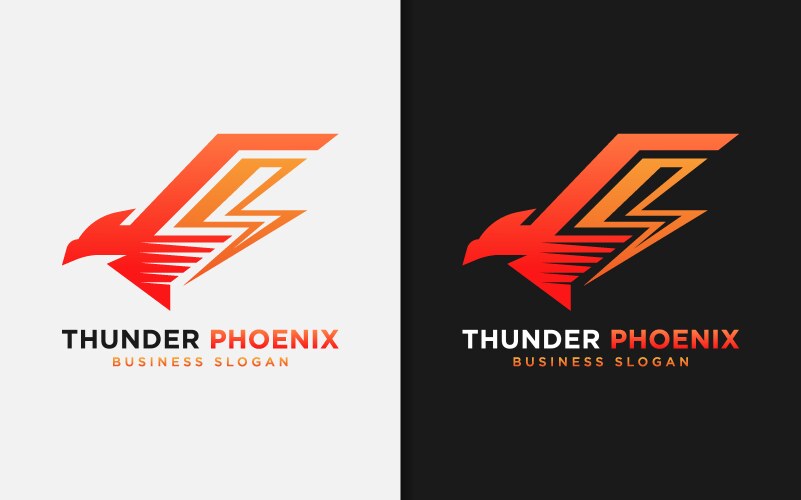 Phoenix - set of fire birds and flames logo Vector Image