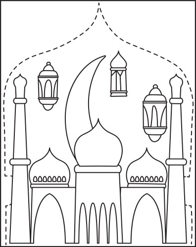 Download ramadan coloring page black and white Vector Image