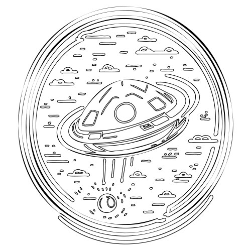 Ufo outline sketch Royalty Free Vector Image - VectorStock