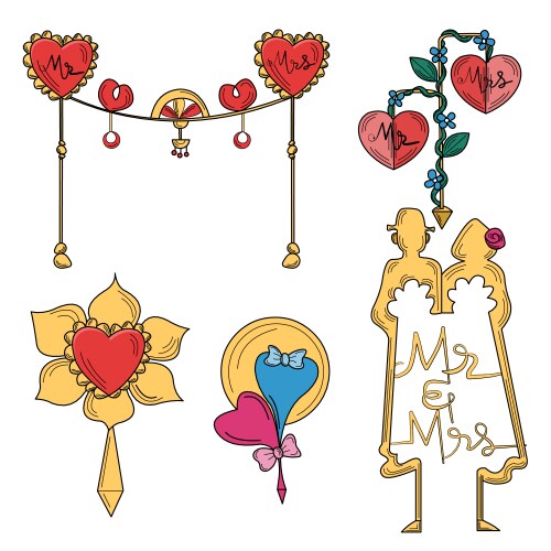 Hand drawn cake topper collection Royalty Free Vector Image