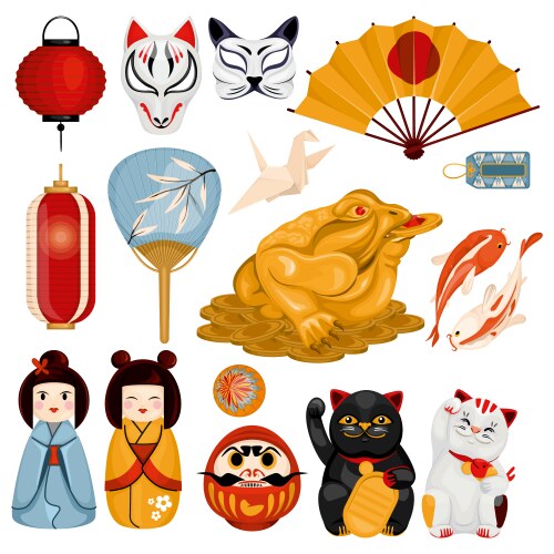 Cute japanese kokeshi dolls Royalty Free Vector Image
