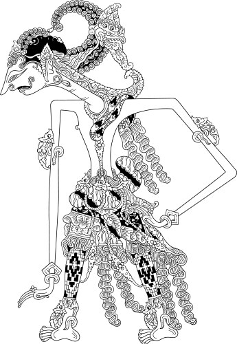 Wayang kulit nakula sadewa character in entangle Vector Image