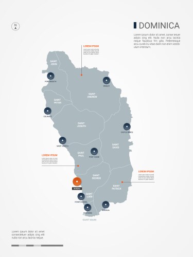 Map of dominica caribbean island state streetmap Vector Image