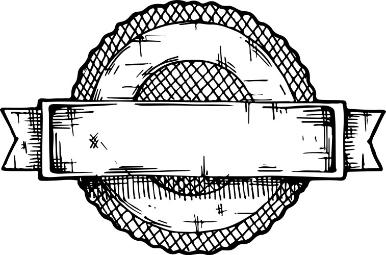 Label scroll template in retro hand drawn style Vector Image