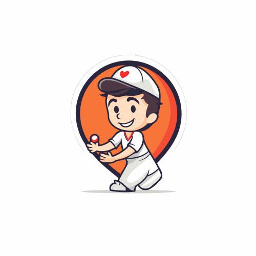 Cricket player holding a bat and ball in his hand Vector Image