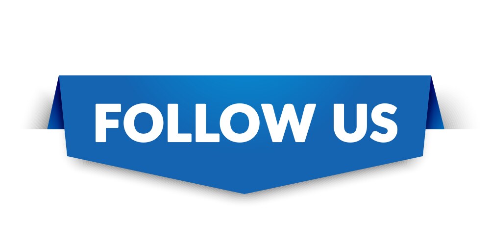 Follow us banner round label with thumbs up Vector Image