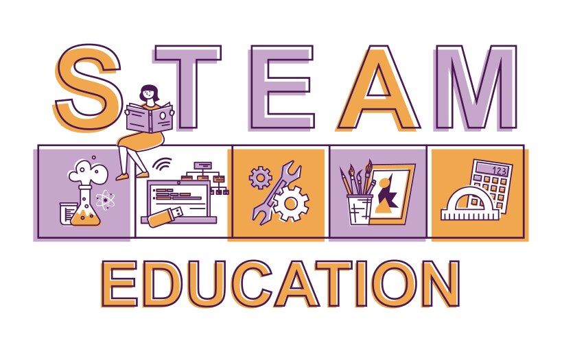 Stem education logo with icon ornament elements Vector Image