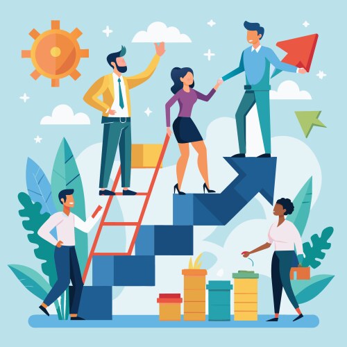 Build business bridge connect path together Vector Image