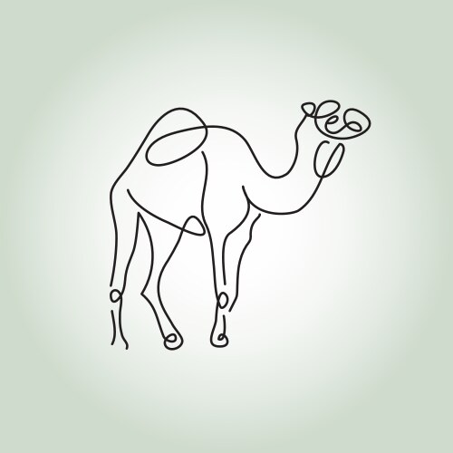 Camel line art black white isolated Royalty Free Vector