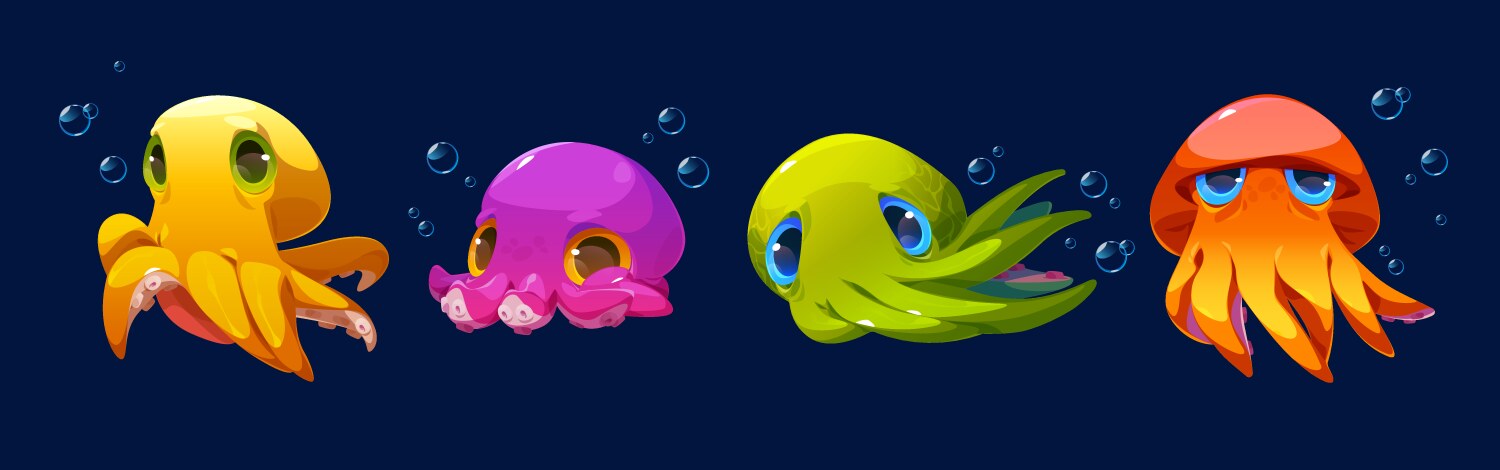 Set of octopus characters isolated on background Vector Image