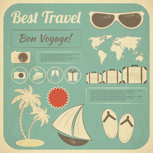 Summer travel bus in retro style Royalty Free Vector Image