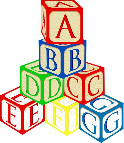 Alphabet blocks for children vertical pyramid Vector Image