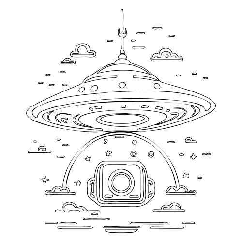 Ufo outline sketch Royalty Free Vector Image - VectorStock