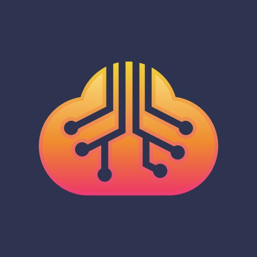 Cloud inspect logo silhouette Royalty Free Vector Image