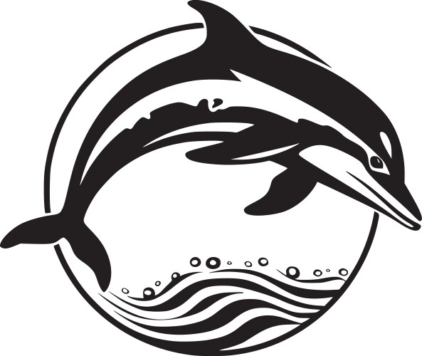 Dolphin - black and white Royalty Free Vector Image