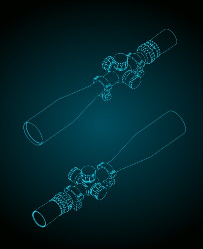 Optical sight isometric blueprints Royalty Free Vector Image