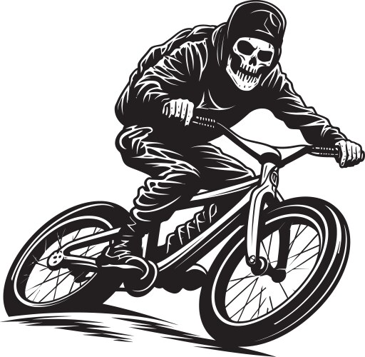 Rad remains skeleton riding bmx cycle black logo Vector Image